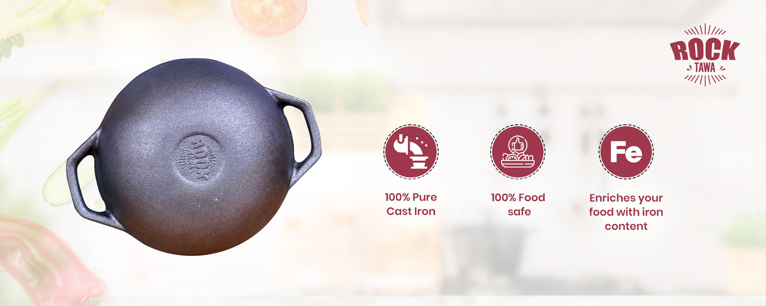 ROCK TAWA 7.5 INCH/1.5LITRE KADHAI (PRE-SEASONED CAST IRON) KADHAI – Rocktawa